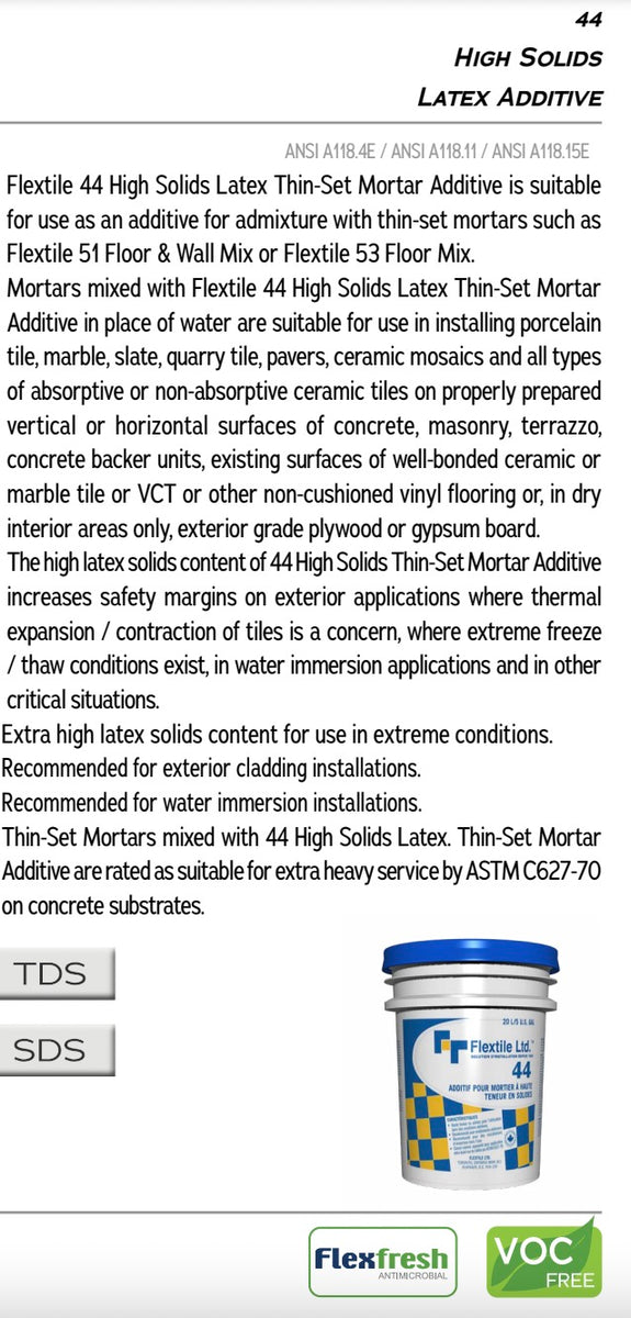 FLEXTILE 44 HIGH SOLIDS LATEX THIN-SET MORTAR ADDITIVE 4 L | Zion ...
